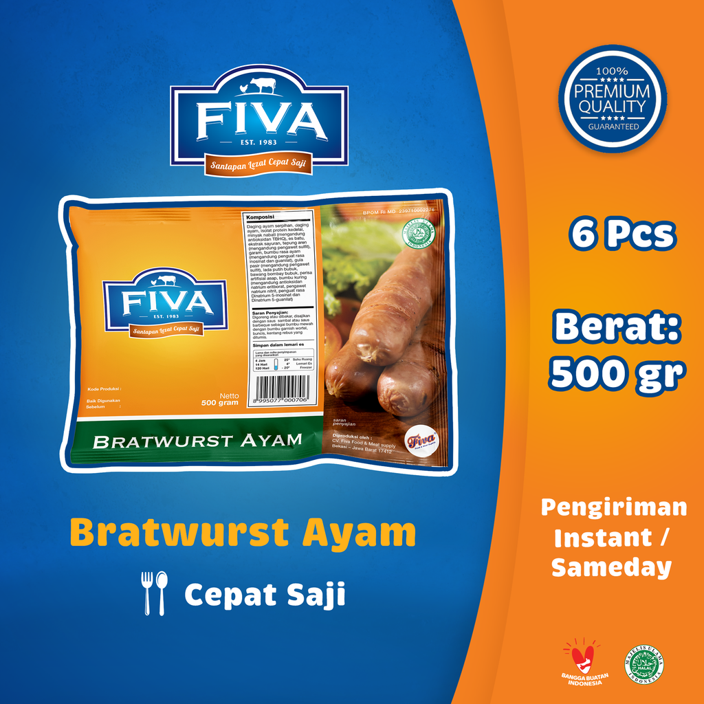 Bratwurst Ayam Mini isi 10 500 g Retail | www.fivafood.co.id